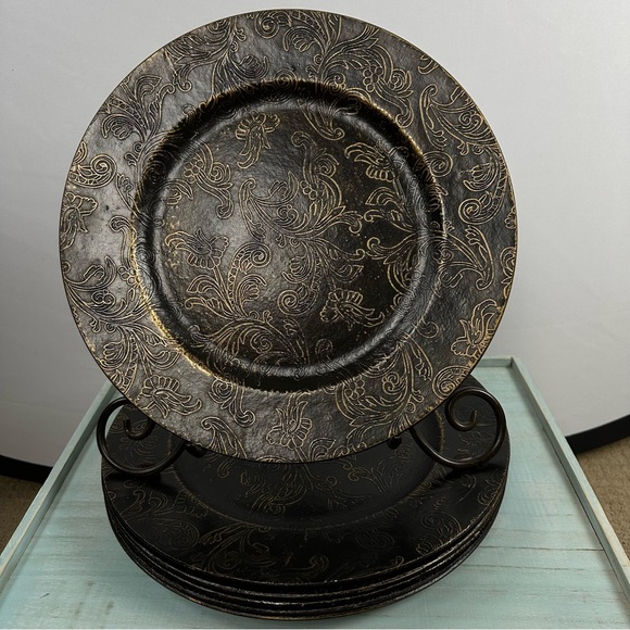Pier 1 | Dining | Pier Charger Plates In Burnished Brown With Gold ...